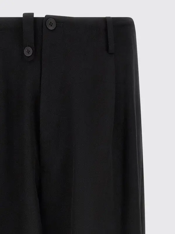 Yohji Yamamoto Wide-leg Pure Wool Trousers With Drawstring Hems