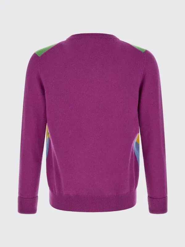 BALLANTYNE Argyle Pattern Pure Cashmere V-neck Jumper - Violet