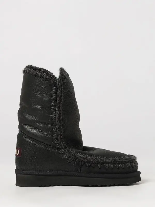 Mou Eskimo Nubuck Ankle Boots With Exposed Stitching And Wool Lining