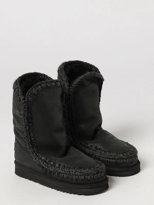 Mou Eskimo Nubuck Ankle Boots With Exposed Stitching And Wool Lining