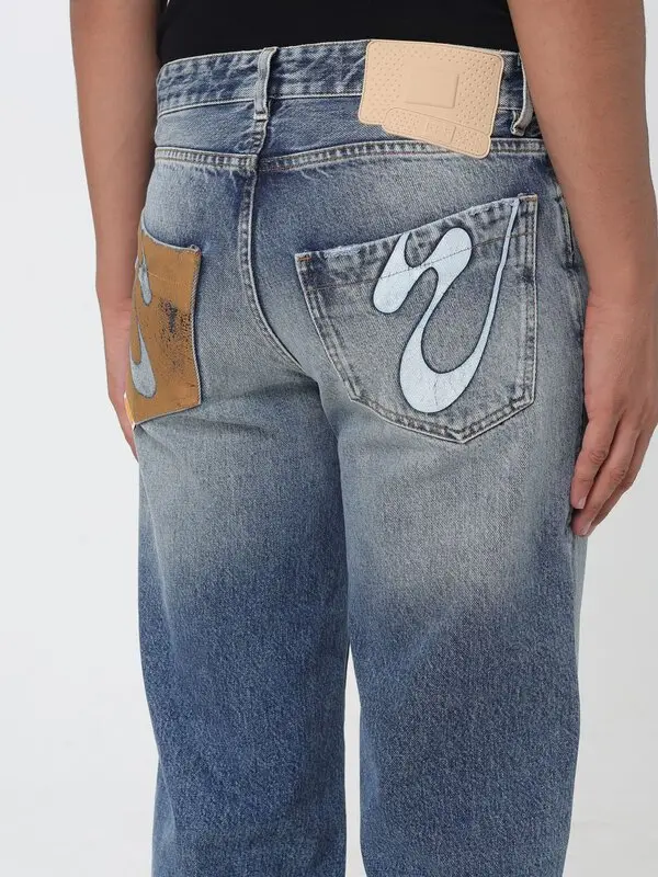 PDF Wide-leg Jeans In Cotton With Graphic Print And High Waist