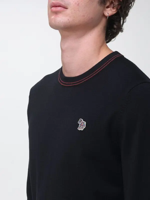 Paul Smith Logo-embroidered Merino Wool And Cotton-blend Crewneck Jumper - Black