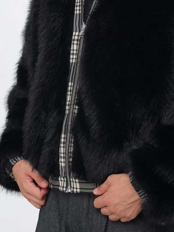 PDF Reversible Hooded Bomber Jacket In Check Faux Fur
