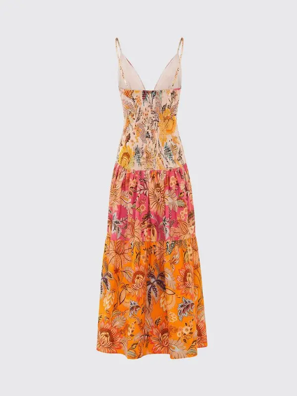 Farm Rio Ligia Floral-print Cotton Midi Dress With V-neck