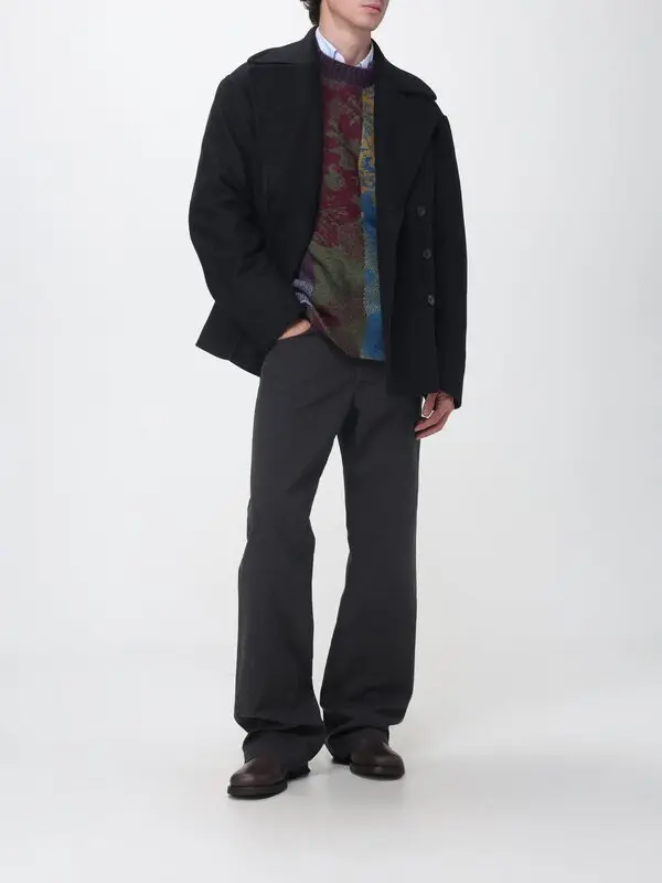 Dries Van Noten Relaxed Fit Jacquard Patchwork Jumper In Wool And Alpaca - Violet
