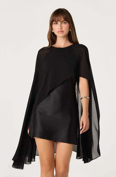 Astr The Label Ginevra Chiffon Cape Mini Dress