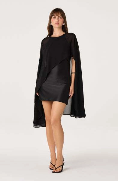 Astr The Label Ginevra Chiffon Cape Mini Dress