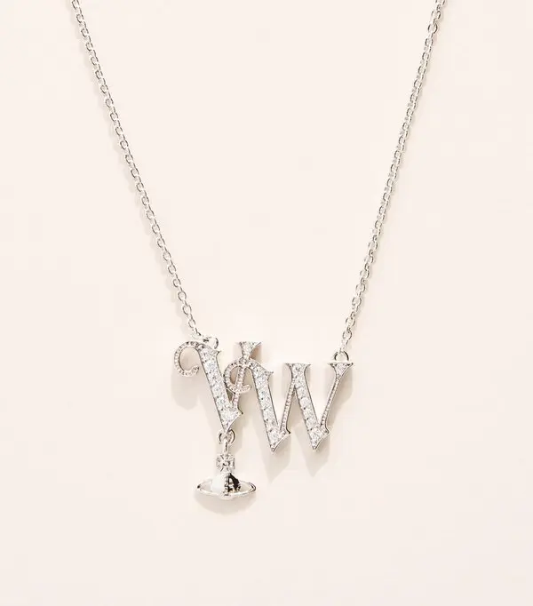 VIVIENNE WESTWOOD Crystal-embellished Vw Pendant Necklace - Silver