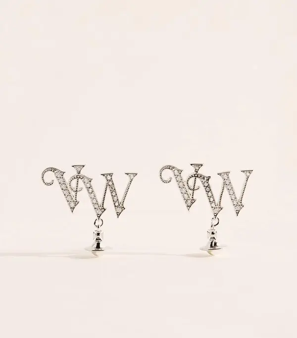 VIVIENNE WESTWOOD Crystal-embellished Vw Earrings - Silver