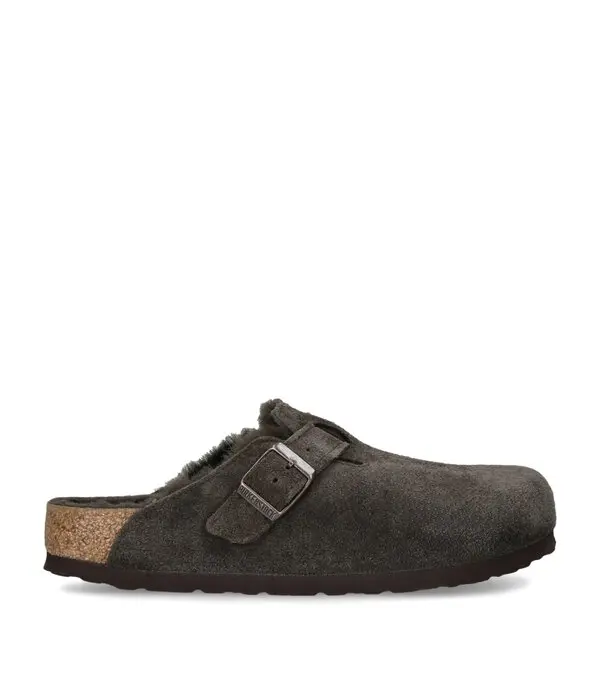 BIRKENSTOCK Shearling Boston Clogs - Brown