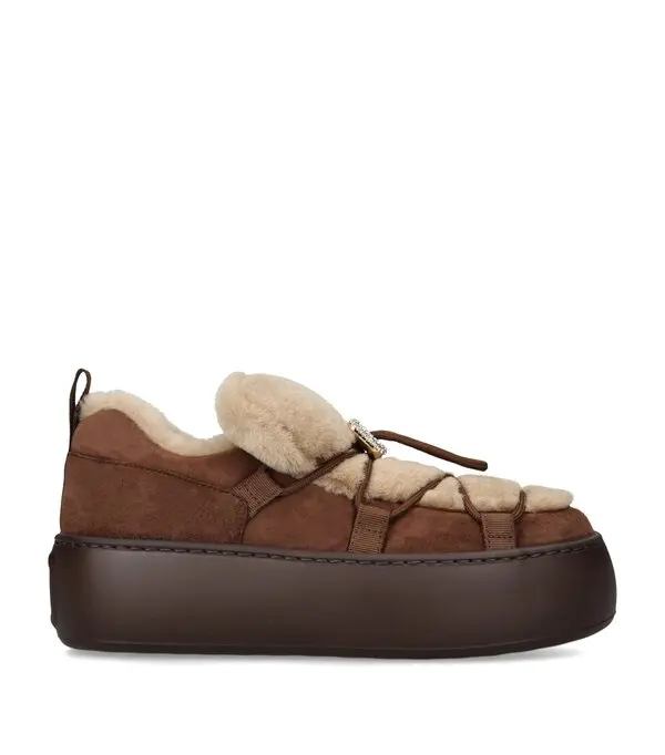 ROGER VIVIER Suede-shearling Viv' Up Sneakers