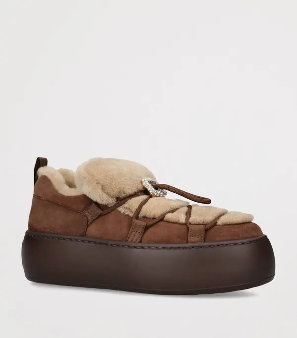 ROGER VIVIER Suede-shearling Viv' Up Sneakers