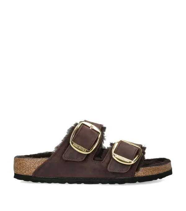 BIRKENSTOCK Suede-shearling Arizona Sandals - Brown
