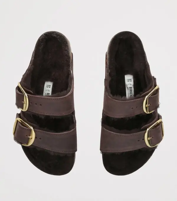 BIRKENSTOCK Suede-shearling Arizona Sandals - Brown
