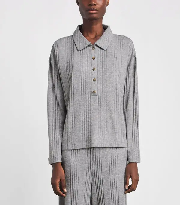 Eberjey Ribbed Pyjama Top - Grey