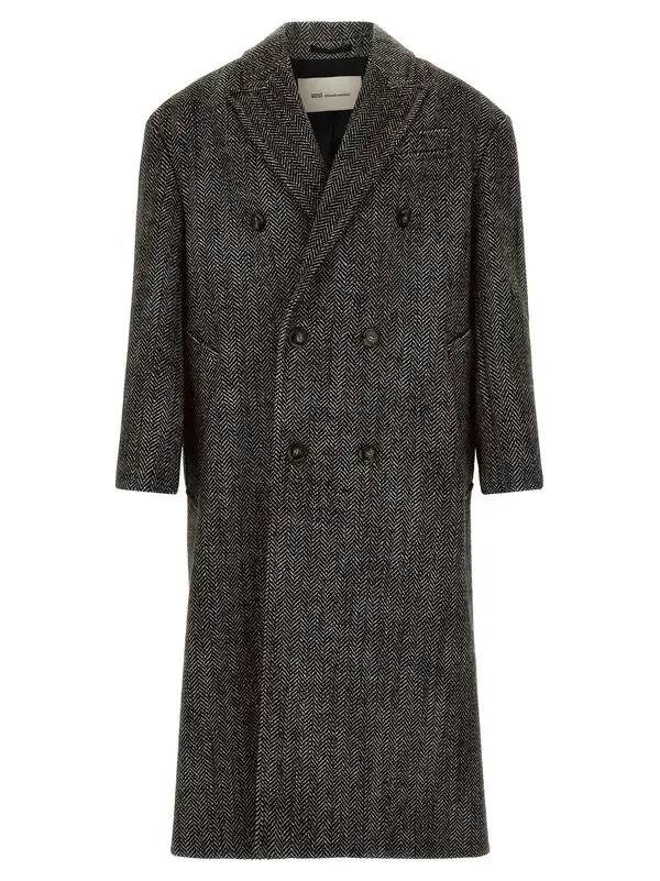 AMI Paris Double-breasted Coat - Black