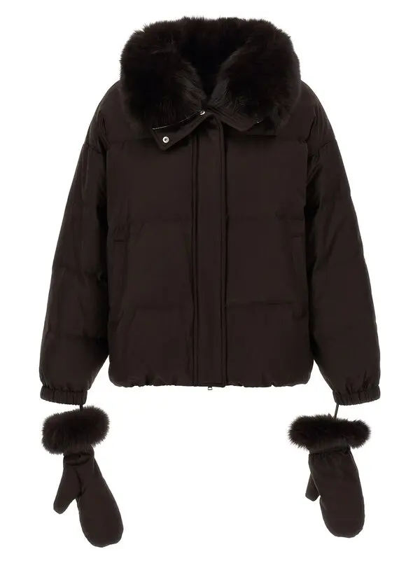 YVES SALOMON Flannel Down Jacket With Mittens