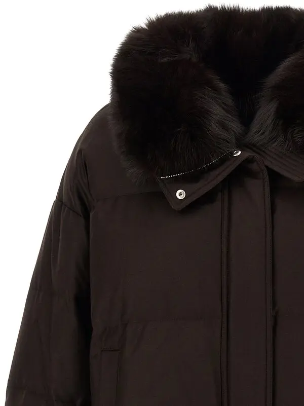YVES SALOMON Flannel Down Jacket With Mittens