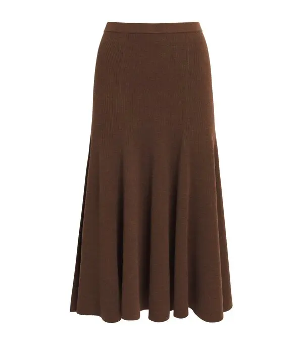 Ulla Johnson Merino Wool Azaria Midi Skirt - Brown