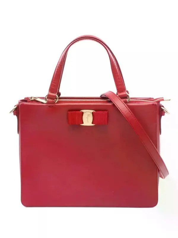 FERRAGAMO 2010s Small Vara Tote Bag - Red
