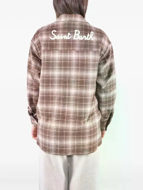 MC2 SAINT BARTH Cambry Flannel Overshirt With Tartan Pattern And Logo Embroidery