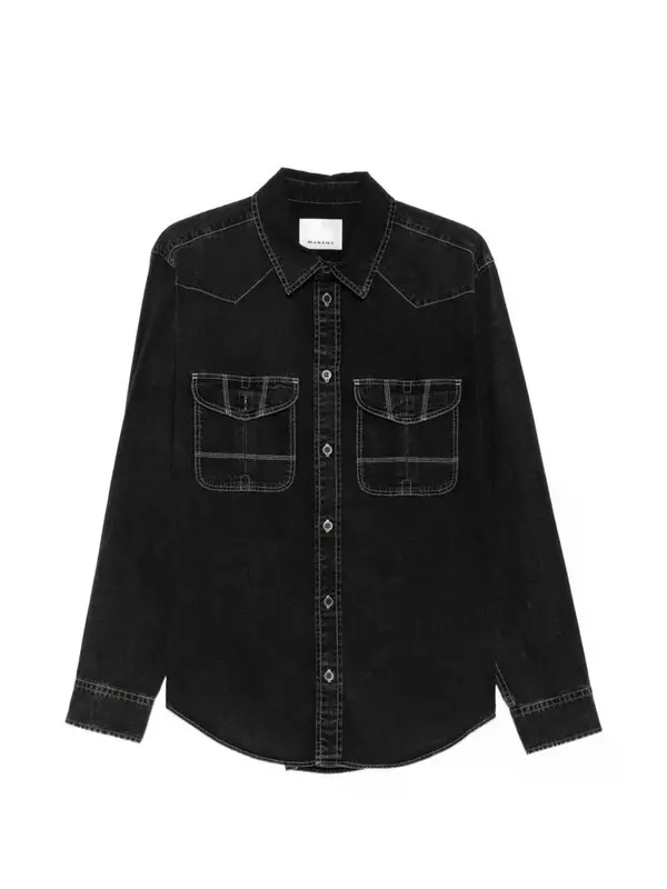 MARANT Viken Contrast-stitch Denim Shirt - Black