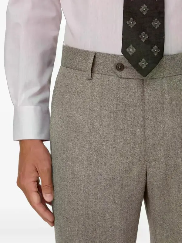 Boggi Milano Suit Pure Wool Flannel Herringbone