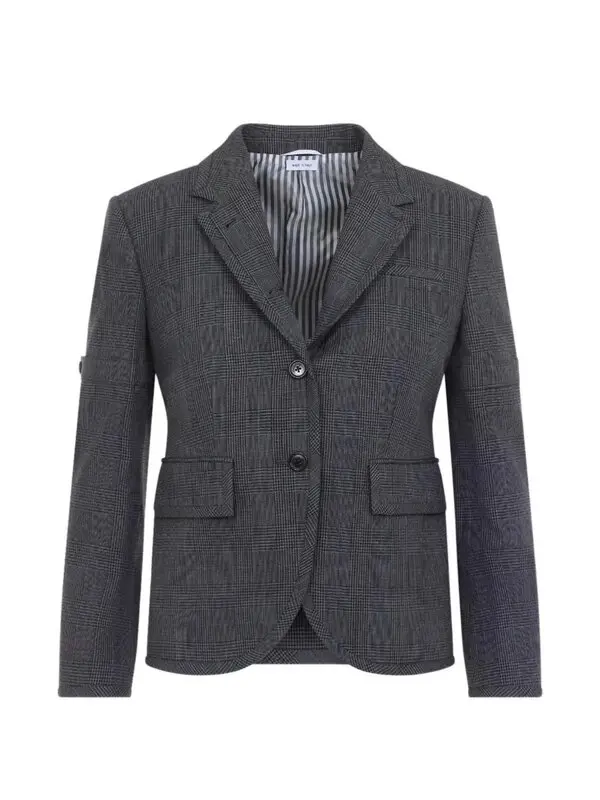 Thom Browne Check-pattern Button-up Blazer - Grey