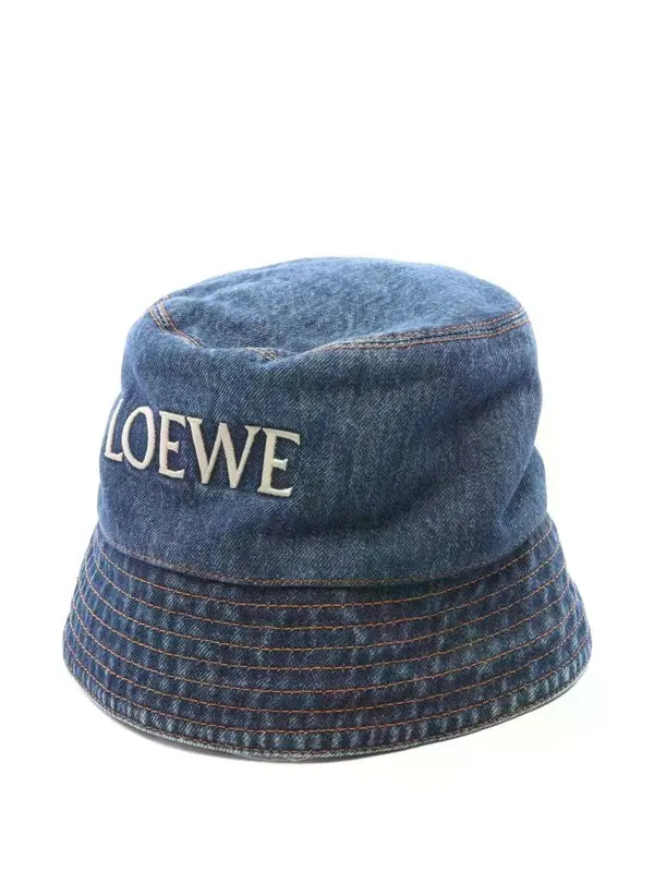 Loewe 2020s Logo-embroidered Denim Bucket Hat - Blue