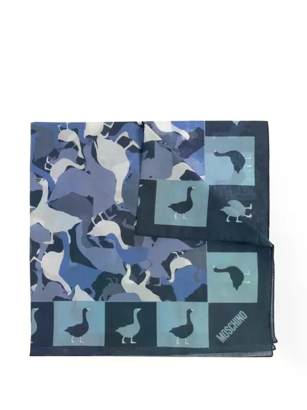 Moschino Goose-print Scarf - Blue