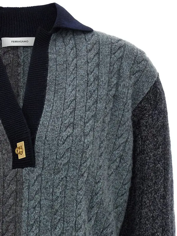 FERRAGAMO Color Block Braid Sweater