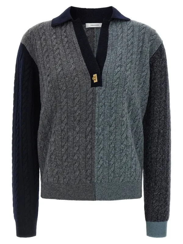FERRAGAMO Color Block Braid Sweater - Multicolor