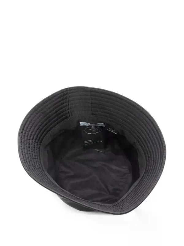 Prada 2010s Re-nylon Logo Plate Bucket Hat - Black