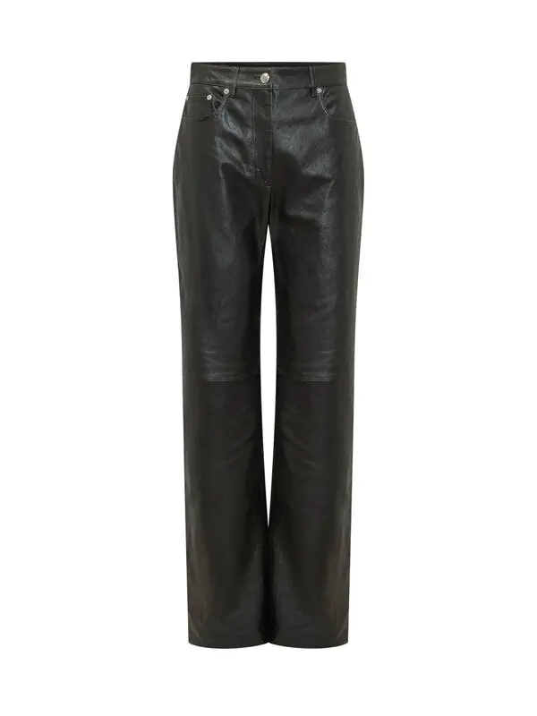 Sportmax Sporty Leather-trim Trousers With Polyester Lining - Nero