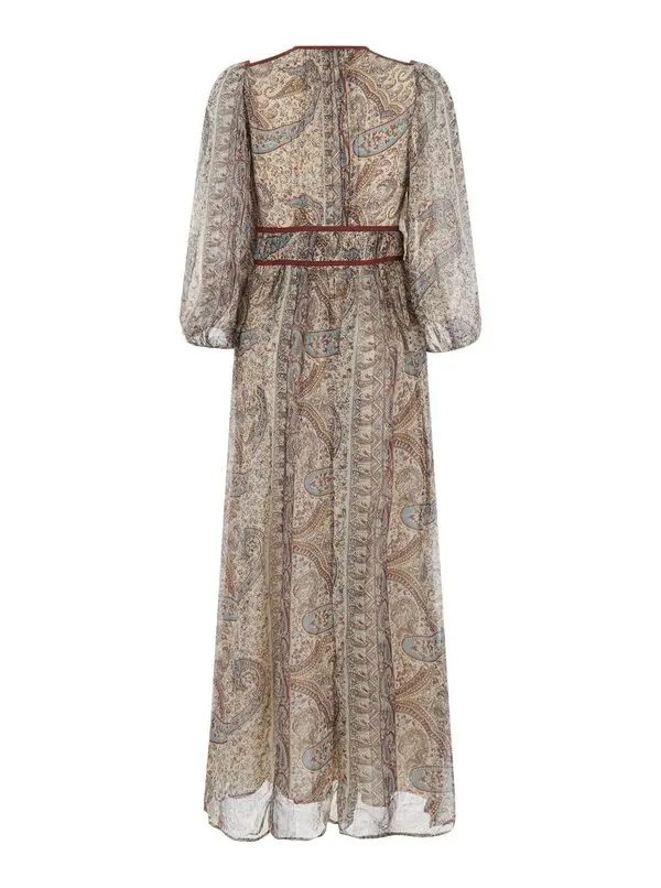 Ba&sh Long Sleeve V-neck Viscose Long Dress With Straight Hem - Blu