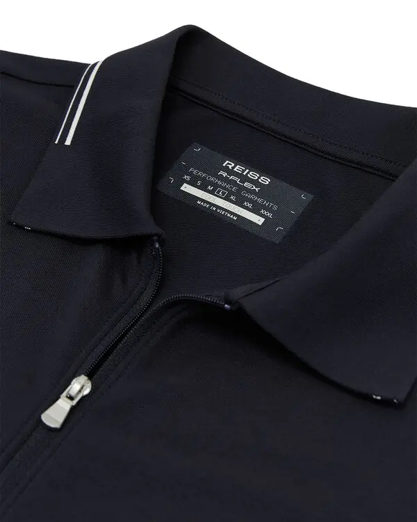 REISS Vale Half Zip Polo - Navy