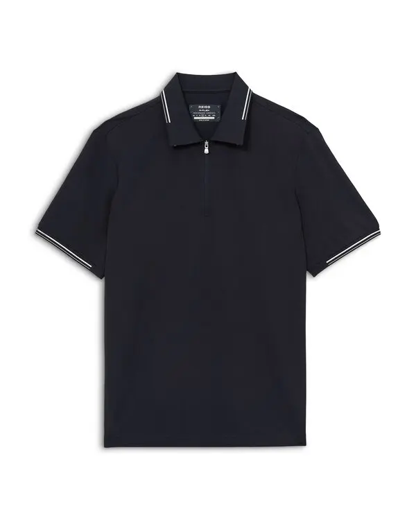 REISS Vale Half Zip Polo - Navy