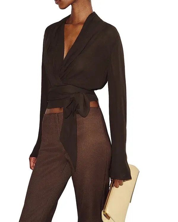 REFORMATION Zev Wrap Top - Mole
