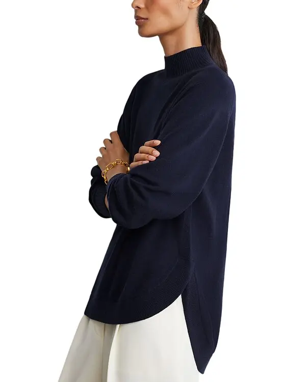 REISS River Funnel Neck Curved Hem Sweater