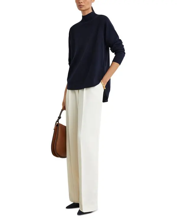 REISS River Funnel Neck Curved Hem Sweater