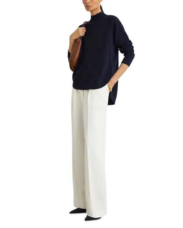 REISS River Funnel Neck Curved Hem Sweater