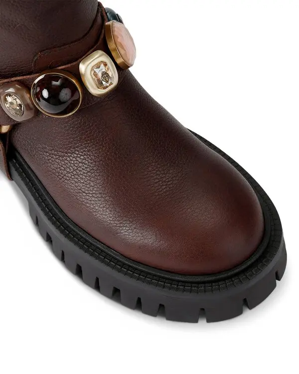 Kurt Geiger Loulou Leather Harness Biker Boots
