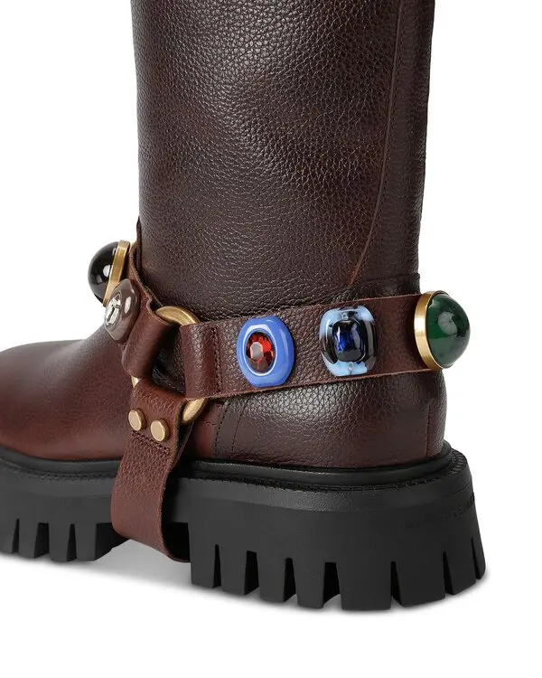 Kurt Geiger Loulou Leather Harness Biker Boots