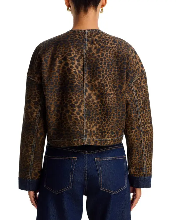 L'Agence Verona Leopard Print Collarless Jacket