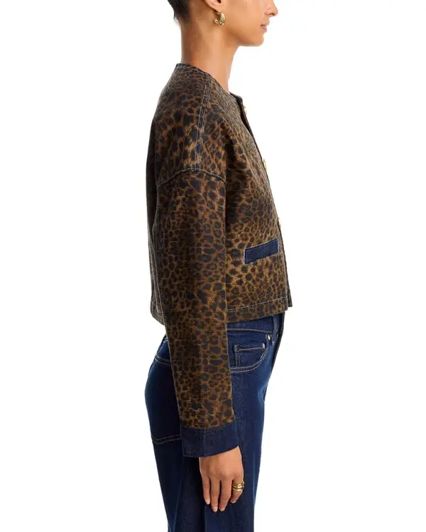 L'Agence Verona Leopard Print Collarless Jacket