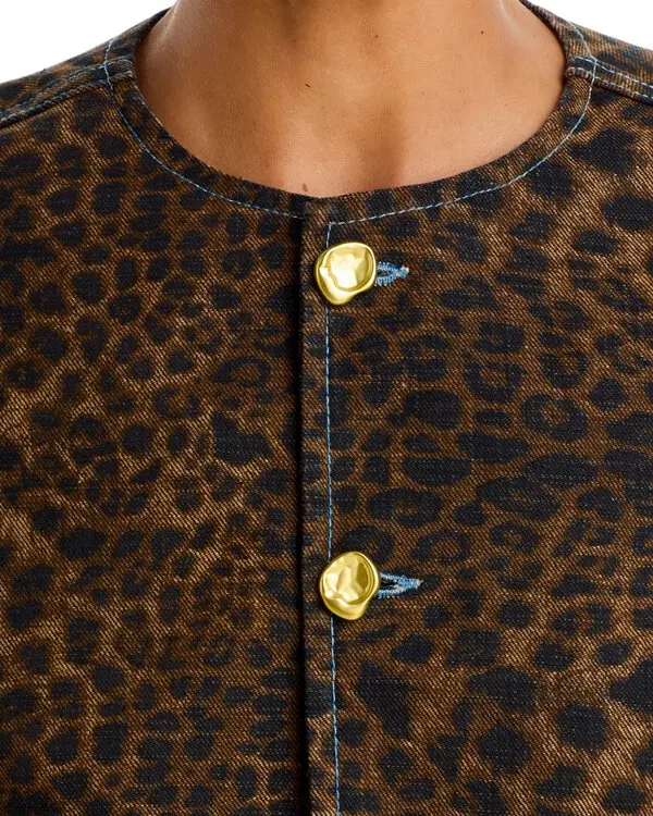 L'Agence Verona Leopard Print Collarless Jacket