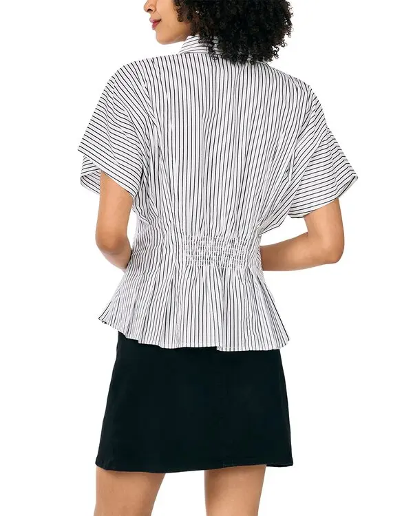 Vince Camuto Cotton Pleat Waist Dolman Sleeve Button Up Shirt