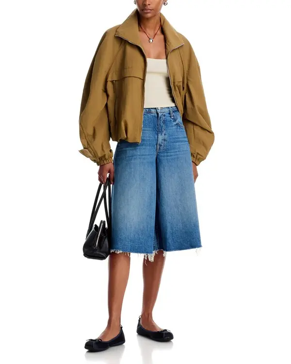 MOTHER The Whole Lot Flutter Fray Denim Bermuda Shorts