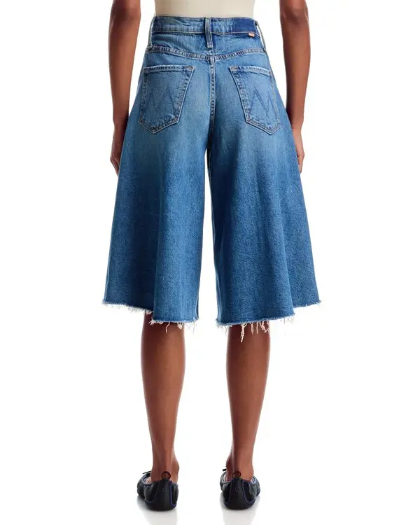 MOTHER The Whole Lot Flutter Fray Denim Bermuda Shorts