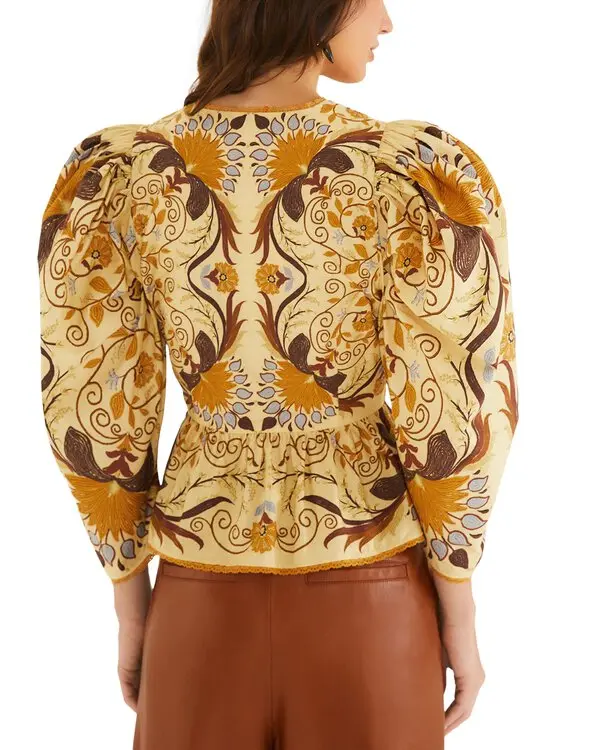 Farm Rio Luize Cotton Peplum Blouse